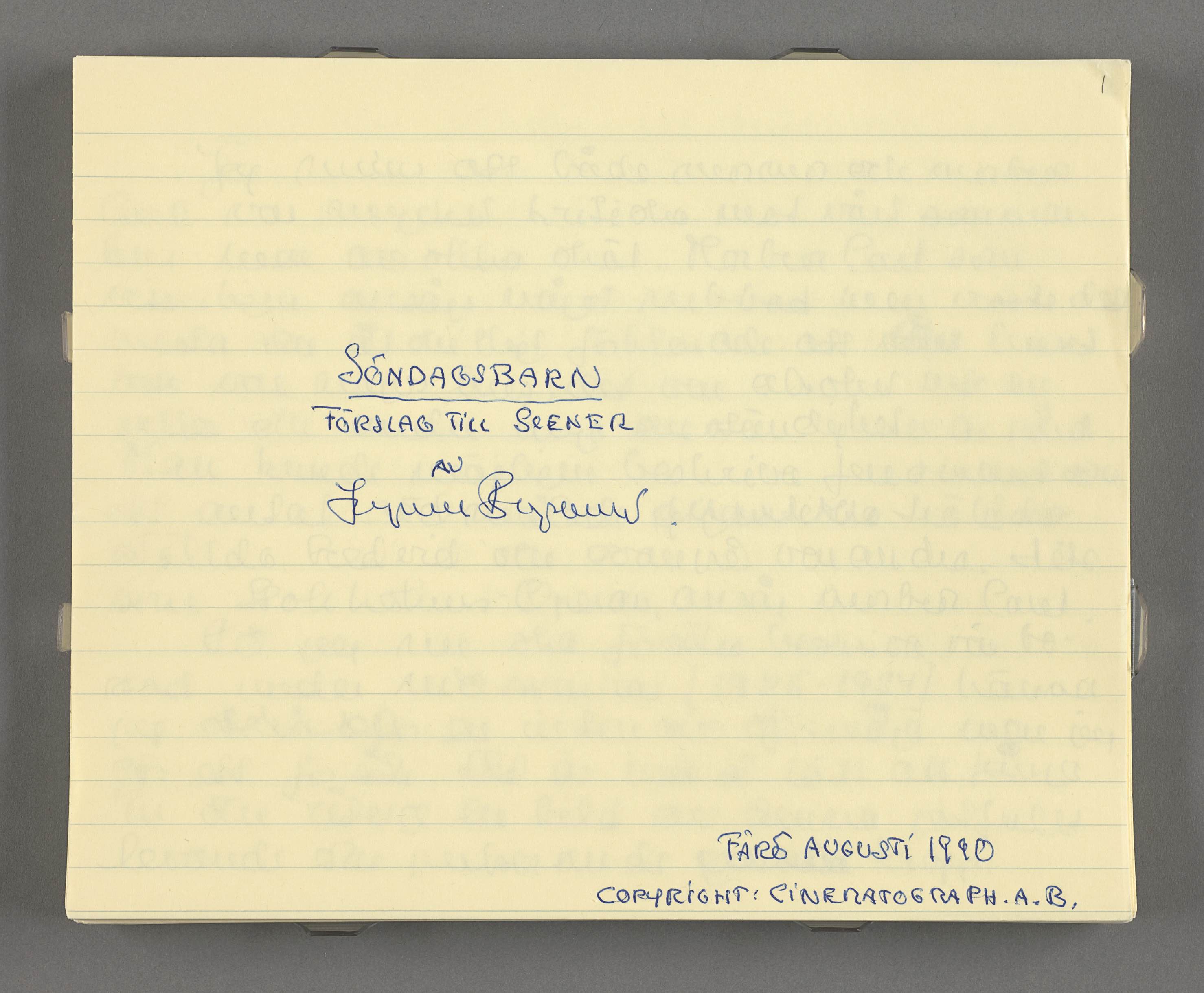 Writings - Productions - Ingmar Bergman